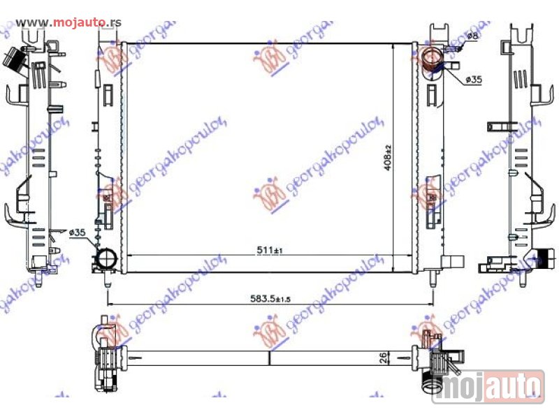 HLADNJAK MOTORA BENZIN/DIZEL (+AC) (51x40.8x2.7) 12- Dacia logan-mcv 12-16 -dostupno