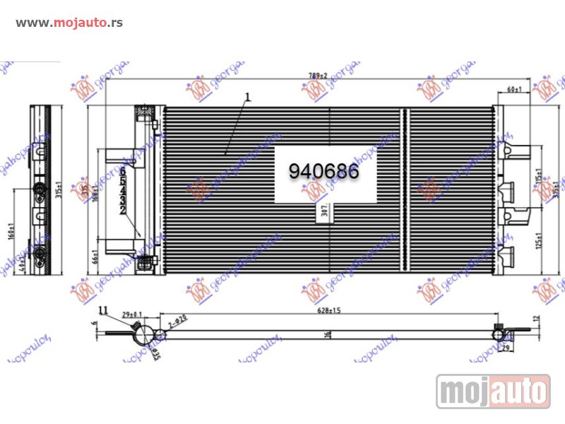 HLADNJAK KLIME 2.0 (220i) BENZIN - ZA SVE MODELE DIZEL (648x307x16) Bmw series 1 (f40) 19- -dostupno
