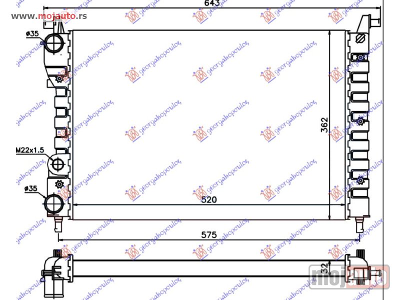 HLADNJAK MOTORA 1.2 BENZIN (52.2x37.2x32) -00 Fiat strada 99-05 -nedostupno