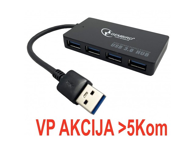 UHB-U3P4-03 ** Gembird HUB 4 USB3.0 4-port, storage speed 5Gbps, black (alt. UHB-U3P4-05 559)