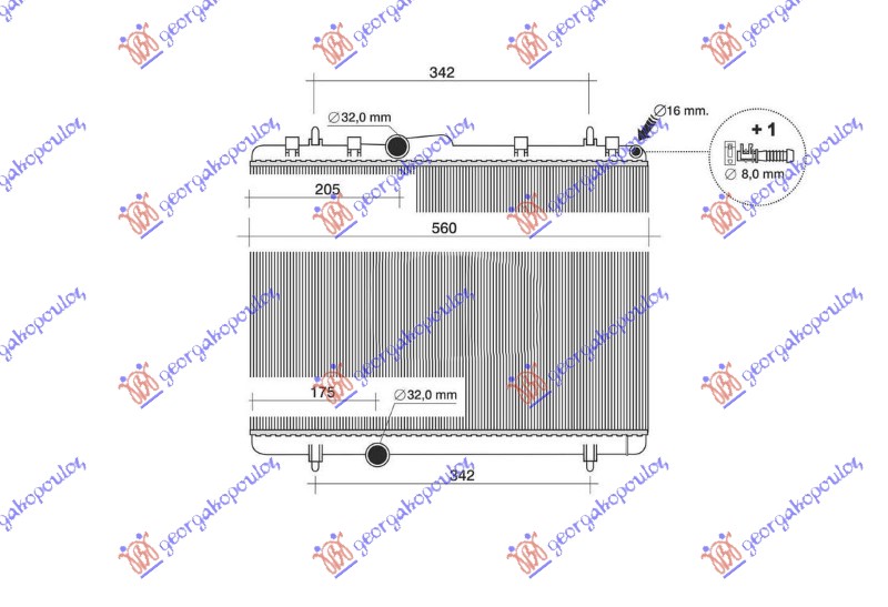 HLADNJAK MOTORA 1.6-2.0 HDI DIESEL (MANUELNI) (+/-AC) (380×549) (NISSENS) CITROEN C5 (2004-2008) (OEM: 1330.J9, 1330J9, 133340)