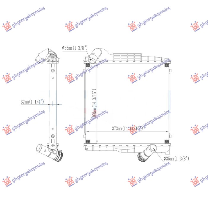 HLADNJAK MOTORA BENZIN (DESNA STRANA) (373×360) PORSCHE 911 (992) (2019-) (OEM: 9P1121252)