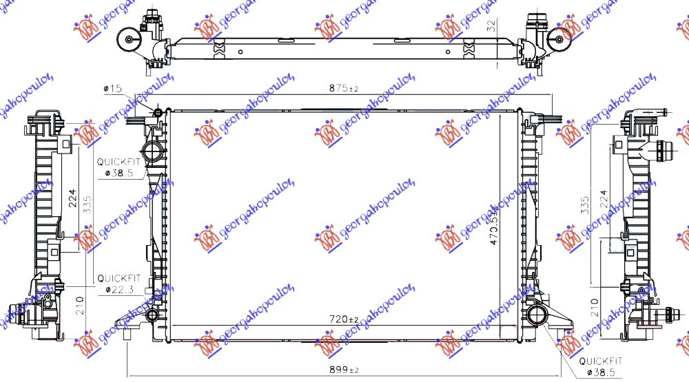 HLADNJAK MOTORA 2.9/3.0 TFSi BENZIN (AUTO) – 3.0 TDi DIZEL (AUTO) (720x470x32) AUDI Q7 (2019-2024) (OEM: 8W0121251AB, 8W0121251H, 8W0121251N)