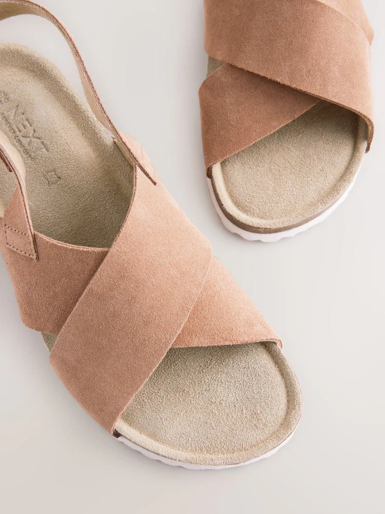 Neutralno Suede - Forever Comfort® Cross Footbed Cipele sa punom petom Sandale
