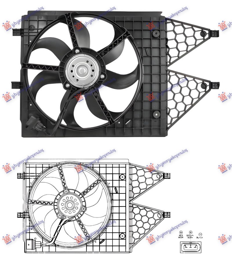 VENTILATOR KOMPLET 1.2/1.4/1.6 BENZIN – 1.6/1.9 DIZEL SEAT IBIZA (2015-2017) (OEM: 6R0121207A, 6R0121207Q)