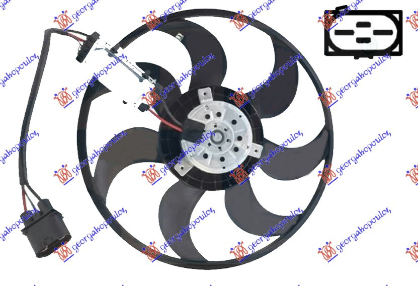 VENTILATOR (MOTOR+ELISA) (????IN/DIZEL) (420mm) (420W) PORSCHE CAYENNE (2003-2010) (OEM: 7L0959455G, 95562413601, 95562414500)