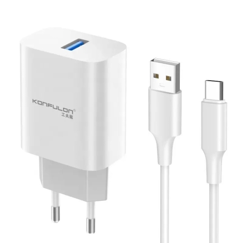 KONFULON KUĆNI PUNJAČ C87 + USB TYPE C PX24 BRZI 5V/3A