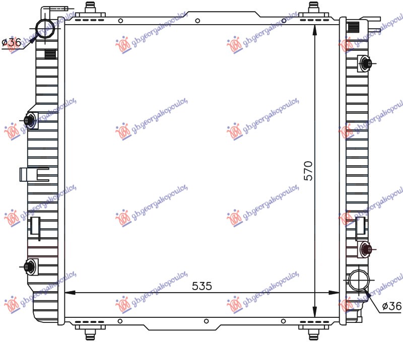 HLADNJAK MOTORA BENZIN/DIZEL (MAN/AUTO) (537×569) MERCEDES G CLASS W461/463 (1989-) (OEM: 4635000100, 4635001000, 4635001100)