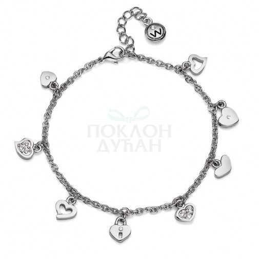 Ženska Oliver Weber Hearty Crystal Narukvica Sa Swarovski Belim Kristalom