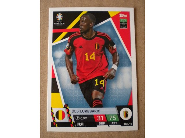 Kartica `Topps Euro 2024 Match Attax` (BEL 16)