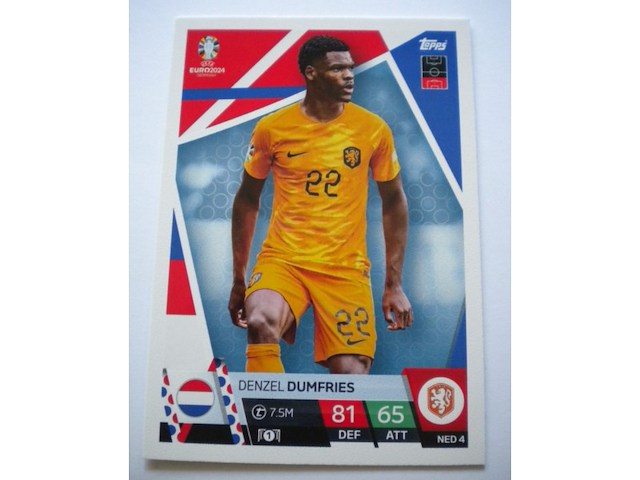 Kartica `Topps Euro 2024 Match Attax` (NED 4)