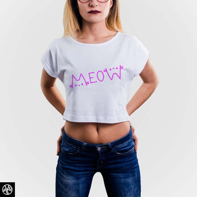 Meow crop top majica