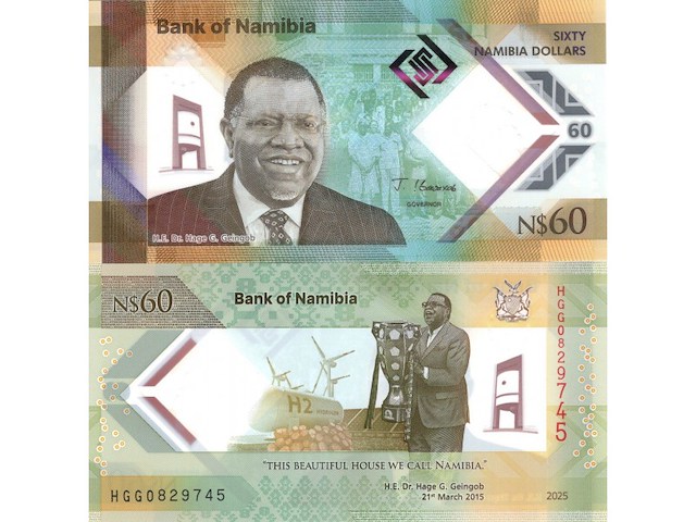 NAMIBIA 60 Dollars 2025 UNC, Polymer P-19 commemorative