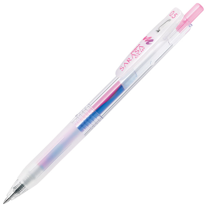 Roler gel 0,5mm sa gumenim gripom Sarasa Clip Marble Cotton candy Zebra 16912 ljubičasti/roze