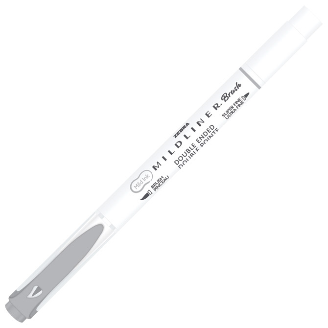 Flomaster obostrani 0,5/4mm Mildliner Brush&Marker Zebra 79110 sivi