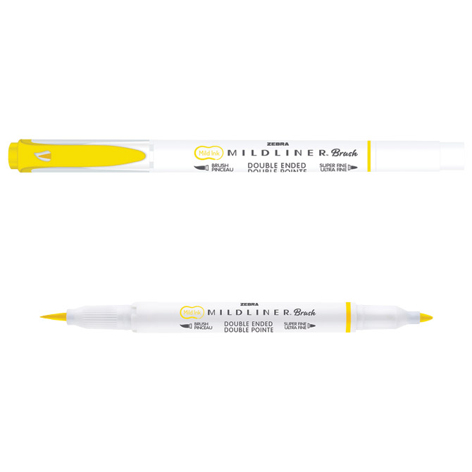 Flomaster obostrani 0,5/4mm Mildliner Brush&Marker Zebra 79550 limun žuti
