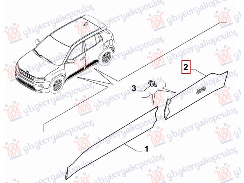 LAJSNA ZADNJIH VRATA (O) Leva str. JEEP AVENGER (2022-) (OEM: 735768137)