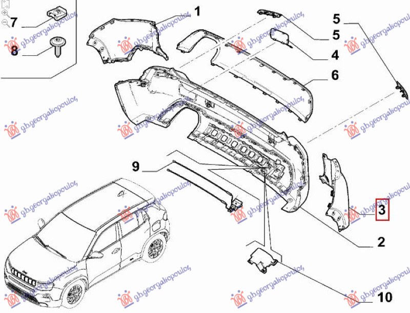 KRAJ ZADNJEG BRANIKA (O) Leva str. JEEP AVENGER (2022-) (OEM: 735787572)