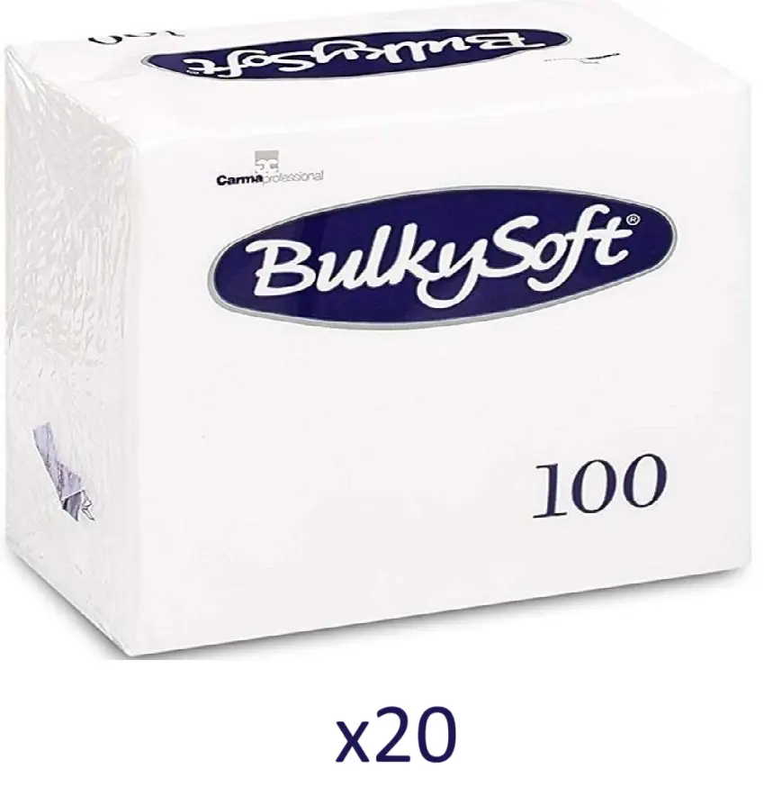 BULKYSOFT Salvete, 100/1, Dvoslojna, 20 pakovanja, 24x24cm, Bela