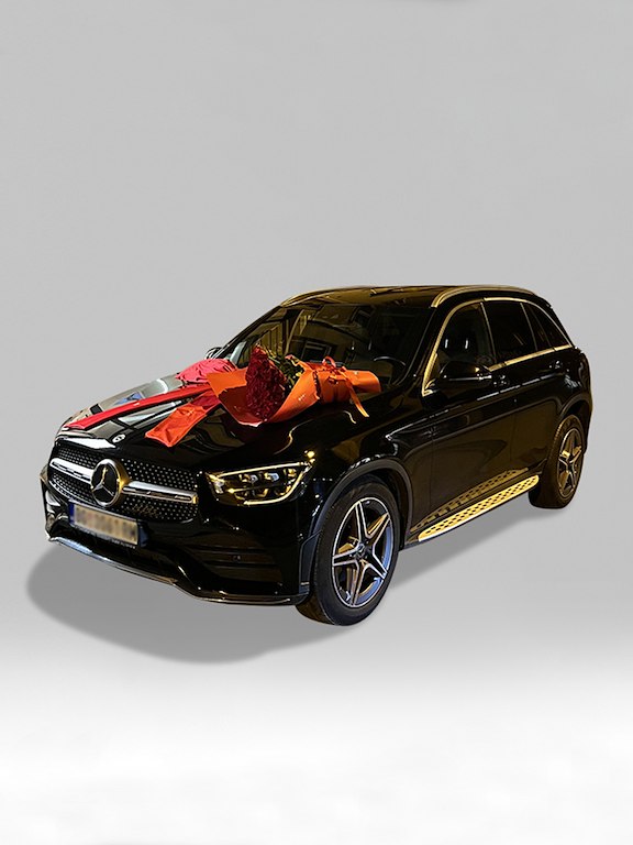 Teddy Bear ® – Car Bow (mašna za automobil) od crvene svile + Teddy Bear ® RED DEVIL 101 ruža