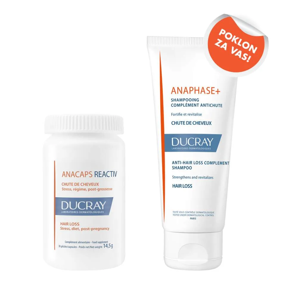 DUCRAY ANACAPS REAKTIV 30 Kapsula+ANAPHASE ŠAMPON 100ml Gratis