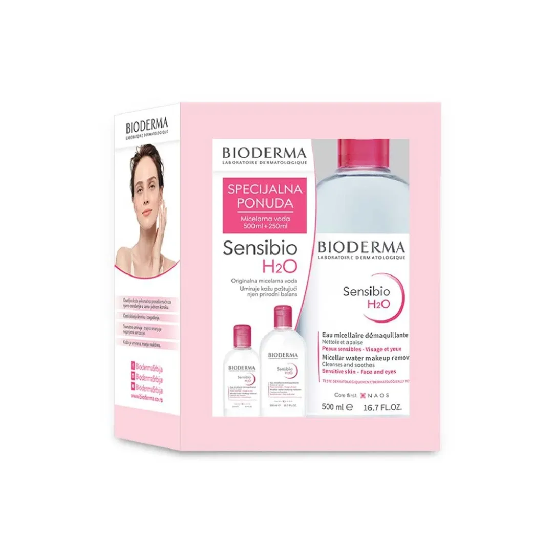 BIODERMA Sensibio Micelarni Rastvor 500ml +250ml Promo Pakovanje
