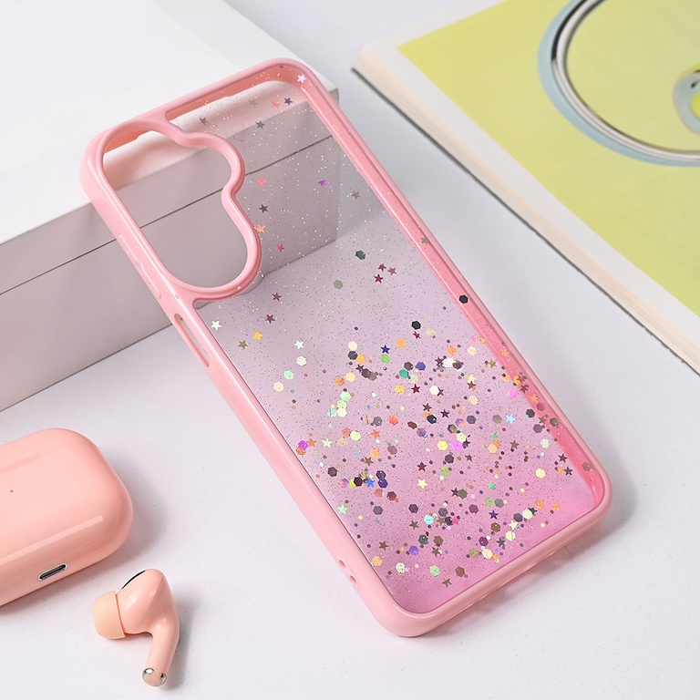 Futrola Frame Glitter za Samsung A266 Galaxy A26 5G roze