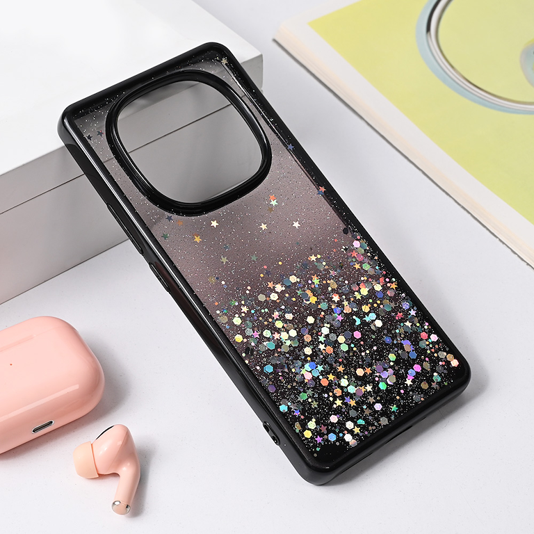 Futrola Frame Glitter za Xiaomi Redmi Note 14 Pro Plus 5G crna