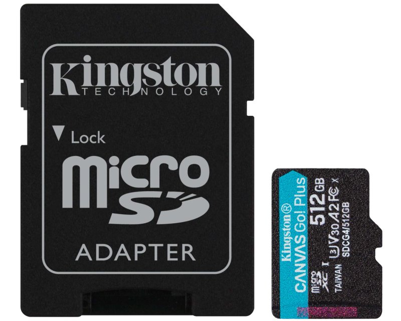 KINGSTON Memorijska kartica U3 V30 microSDXC 512GB Canvas Go Plus 200MB/s A2 + adapter SDCG4/512GB