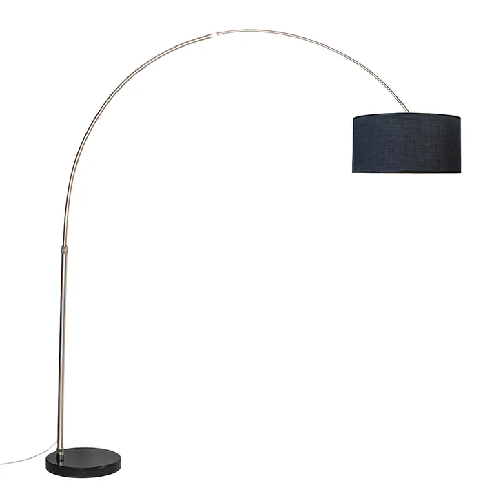 Lampa u obliku luka od čelika sa platnenom lampom crne boje 50 cm - XXL