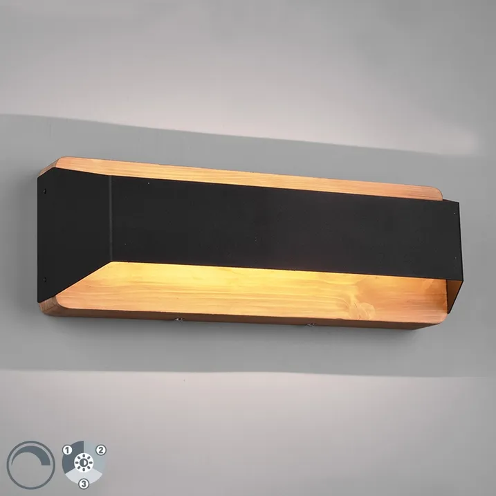 Zidna lampa crna 35 cm sa LED 3-stepenim prigušivačem - Tyko