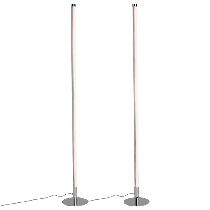 Set od 2 moderne LED hromirane podne lampe - Line-up