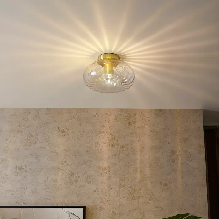 Plafonska lampa u stilu Art Deco zlatne boje sa staklom - Ayesha