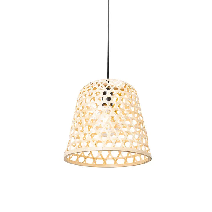 Orijentalna viseća lampa crna sa bambusom - Rayan
