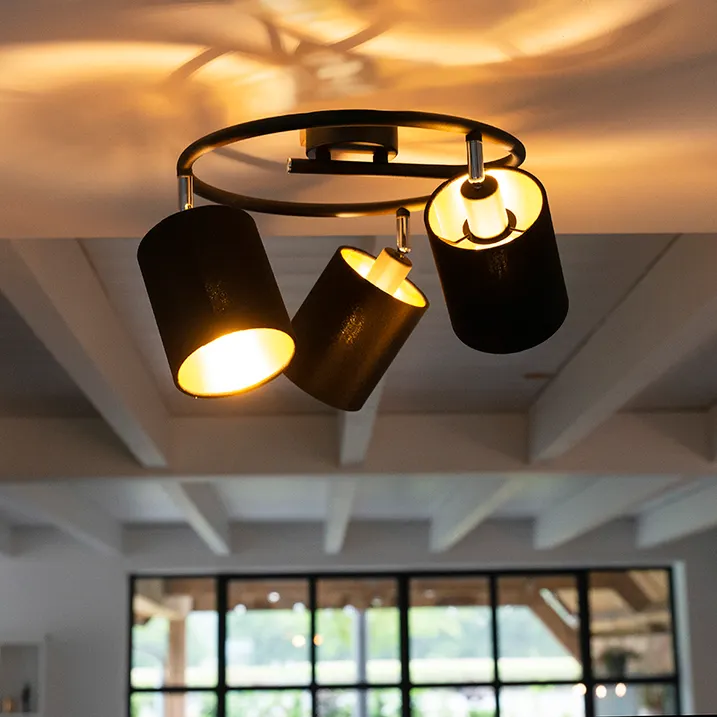 Moderna plafonska lampa crna 3 svetla - Lofty
