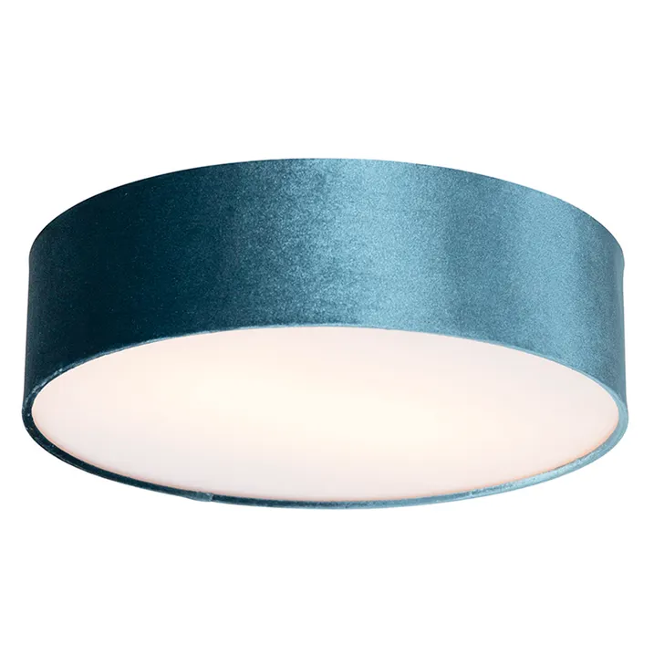 Moderna plafonska lampa plava 40 cm sa zlatnom unutrašnjošću - Drum