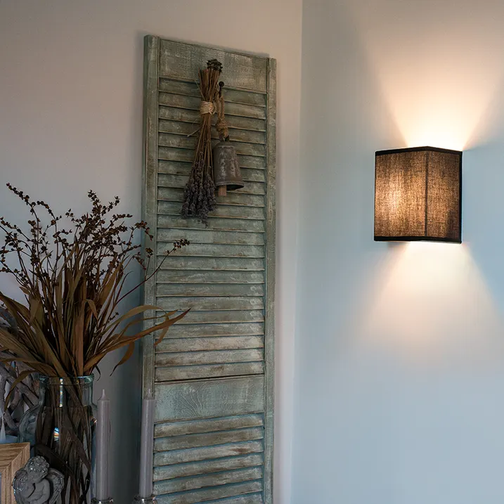 Rustična zidna lampa crna - Vete