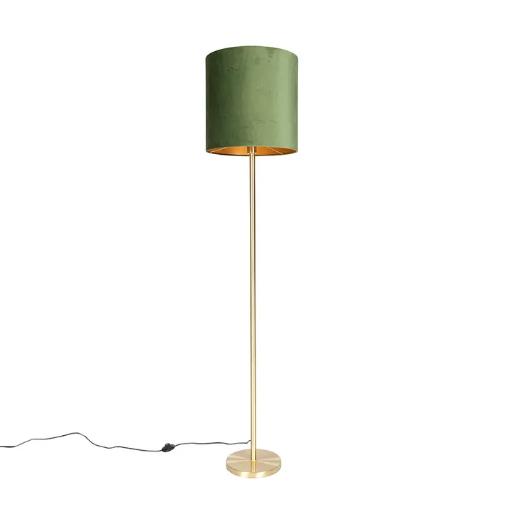 Botanička podna lampa mesingana sa zelenim abažurom 40 cm - Simplo