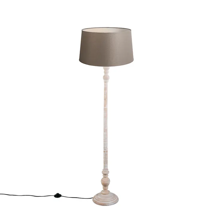 Podna lampa u seoskom stilu taupe boje sa platnenim abažurom 45 cm - Classico