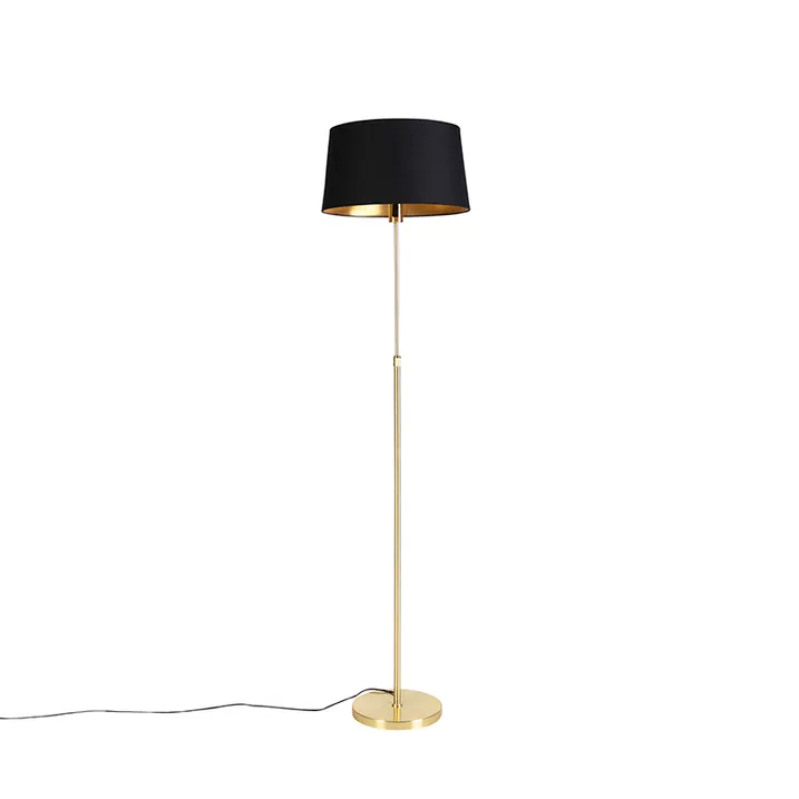 Podna lampa zlatna/mesingana sa crnom lampom 45 cm podesive visine - Parte