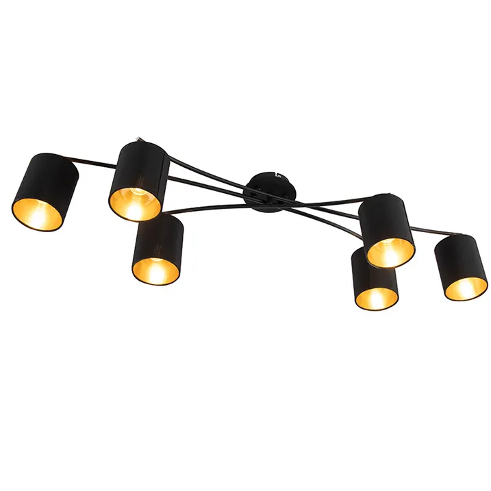 Moderna plafonska lampa crna 6-svetla - Lofty