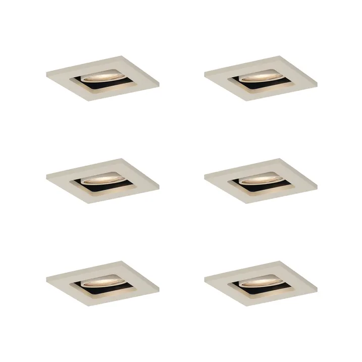 Set od 6 modernih ugradnih reflektora bež GU10 50mm sa mogućnošću rotiranja i naginjanja - Qure