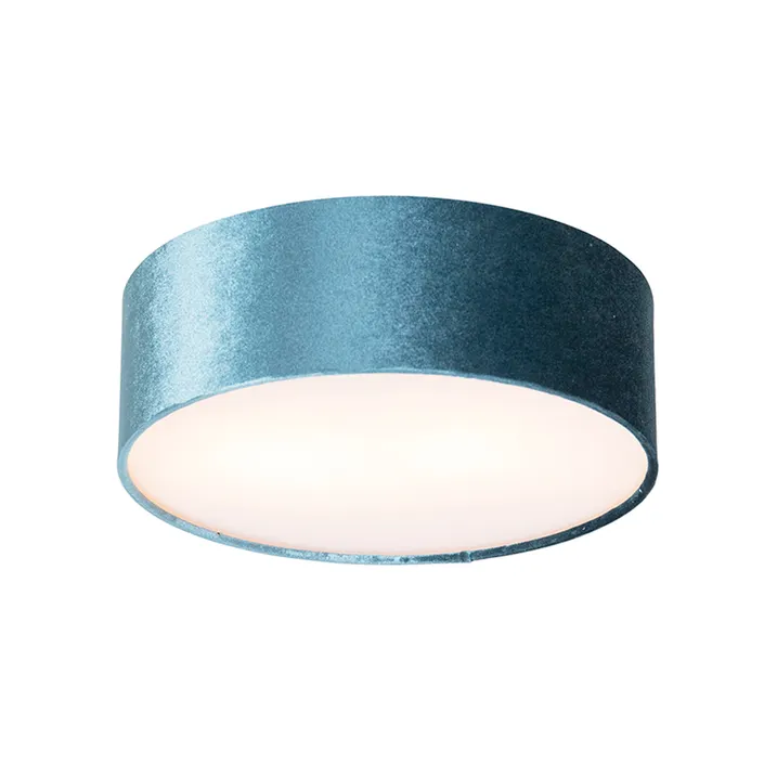 Moderna plafonska lampa plava 30 cm sa zlatnom unutrašnjošću - Drum