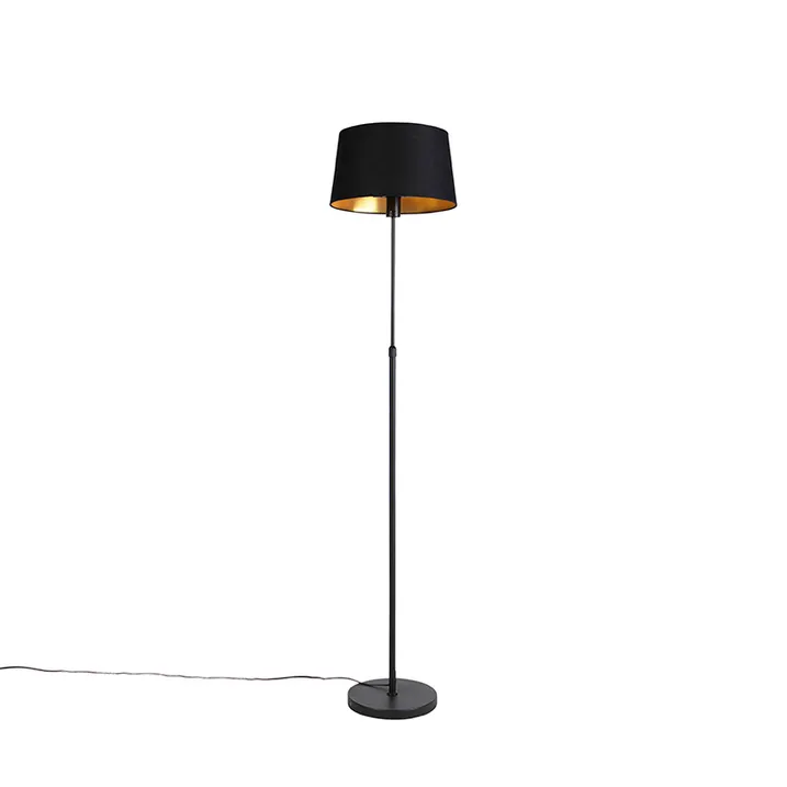 Podna lampa crna sa crnim abažurom 35 cm podesiv - Parte