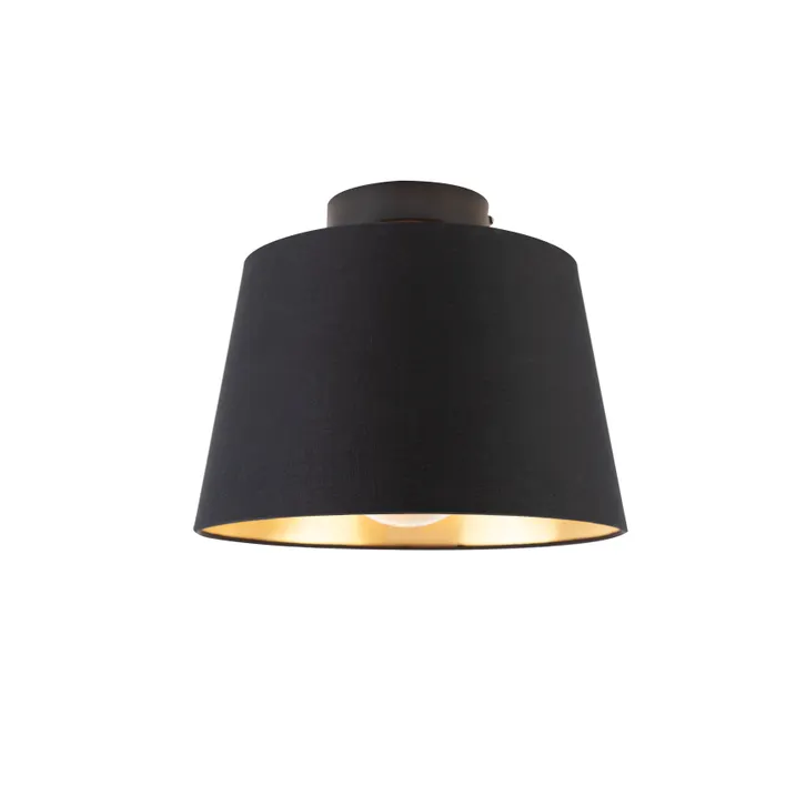 Plafonska lampa sa platnenim abažurom crna sa zlatom 25 cm - Combi Black