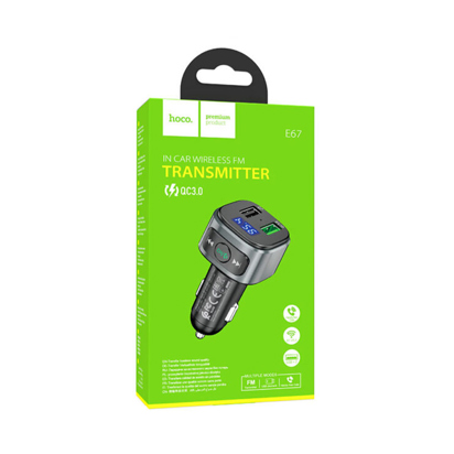 FM transmiter Hoco E67 Fighter QC3.0 crni