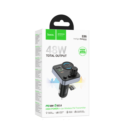 FM transmiter Hoco E86 Alegria 48W dual port PD30W+QC3.0