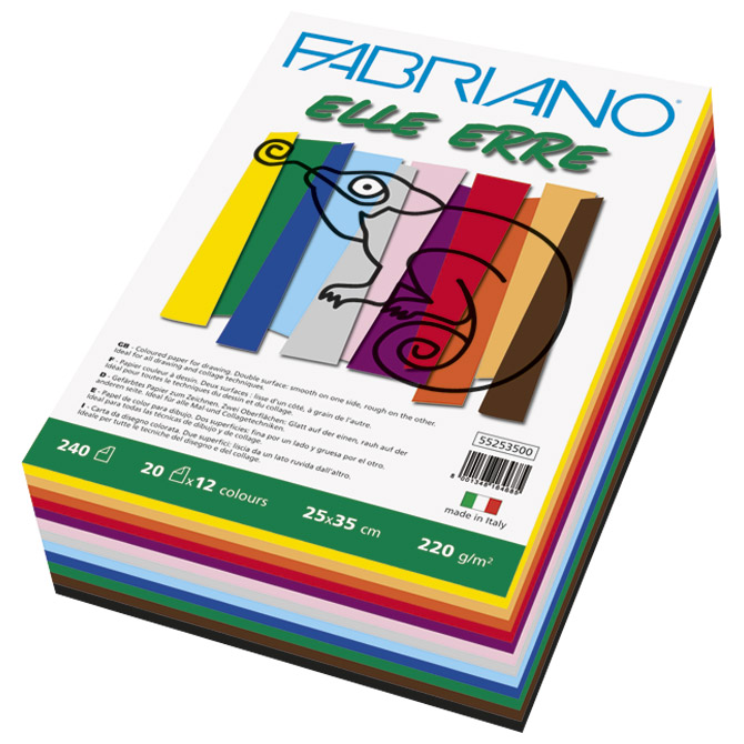 Papir u boji B4 (25x35cm) 220g Elle Erre pk240 Fabriano 55253500 sortirano 12boja