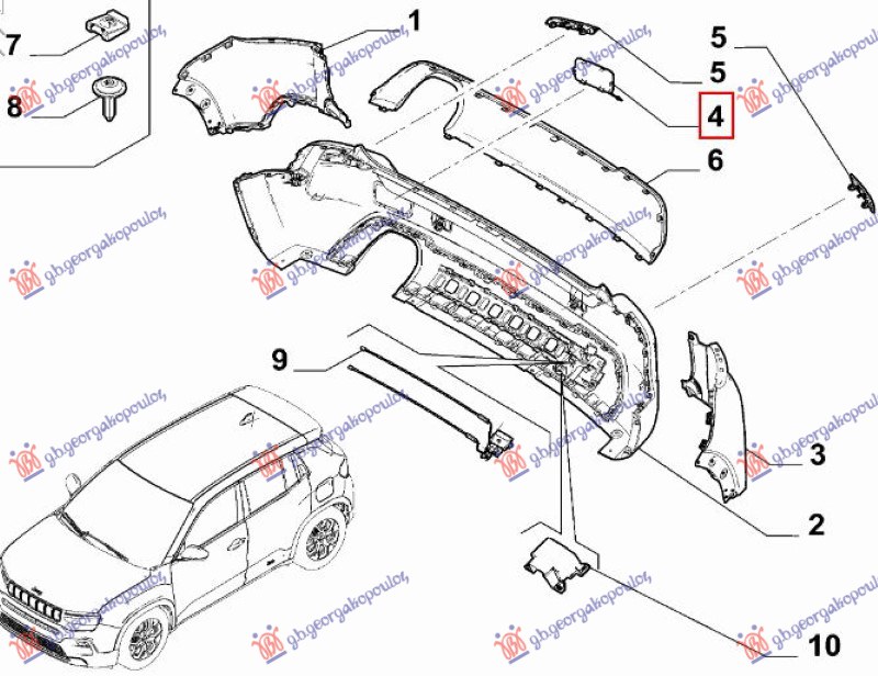 POKLOPAC KUKE ZADNJEG BRANIKA (O) JEEP AVENGER (2022-) (OEM: 735771139)