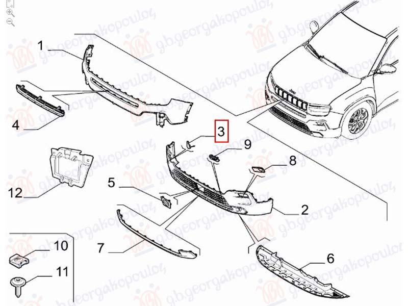 POKLOPAC KUKE PREDNJEG BRANIKA (O) JEEP AVENGER (2022-) (OEM: 735771120, 735787178)
